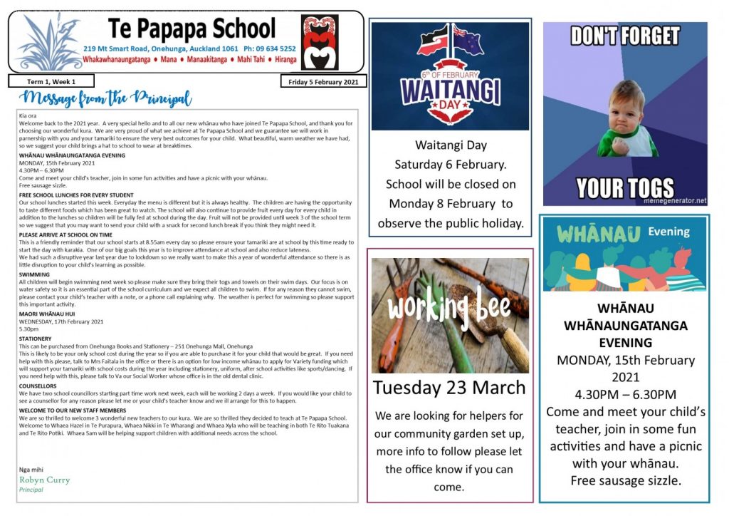 Newsletters – Te Papapa School