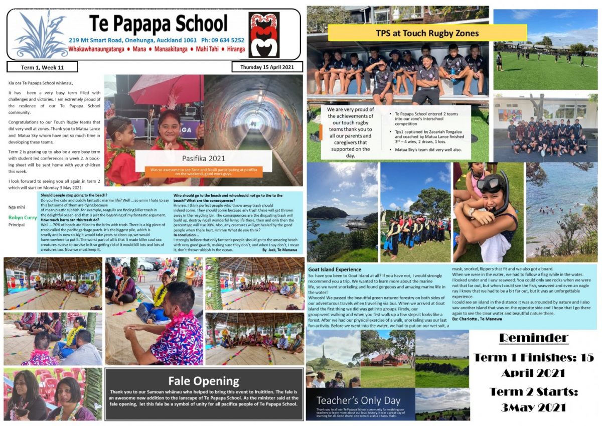 Newsletters – Te Papapa School