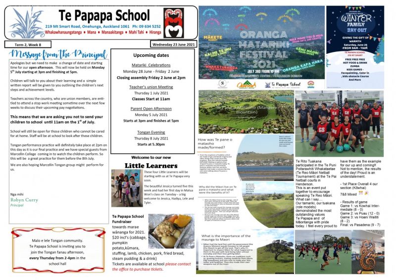 Newsletters – Te Papapa School